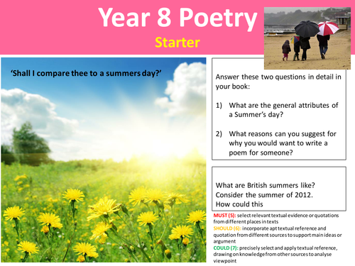 KS3 / KS2 Poetry exploration with most focus on the theme of love and ...