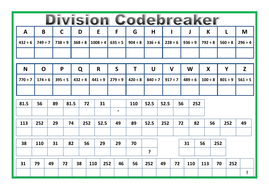 Division Codebreaker Worksheet by prof689 - Teaching Resources - Tes