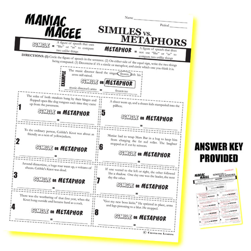 MANIAC MAGEE Figurative Language Bundle | Teaching Resources MANIAC MAGEE Figurative Language Bundle | Teaching Resources