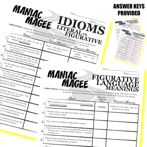 MANIAC MAGEE Figurative Language Bundle | Teaching Resources MANIAC MAGEE Figurative Language Bundle | Teaching Resources