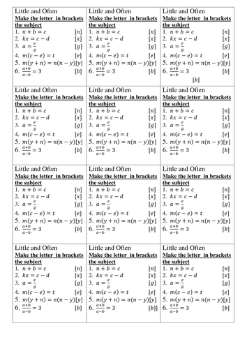 Little and Often - change the subject | Teaching Resources