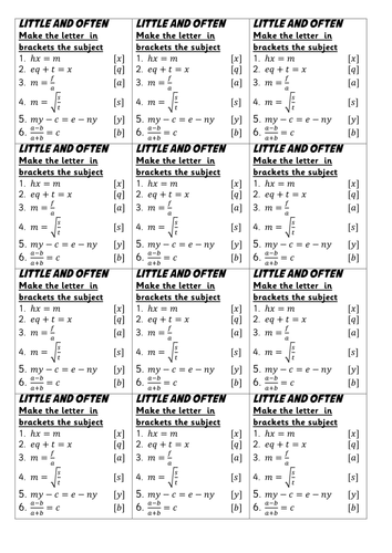 Little and Often - change the subject | Teaching Resources