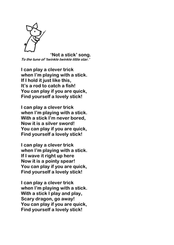 Early Years Song: 'Not a stick' | Teaching Resources