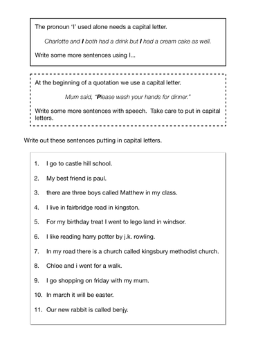 Brush Up On Capital Letters (9-14 years) | Teaching Resources