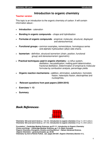 Introduction to organic chemistry (AS) | Teaching Resources