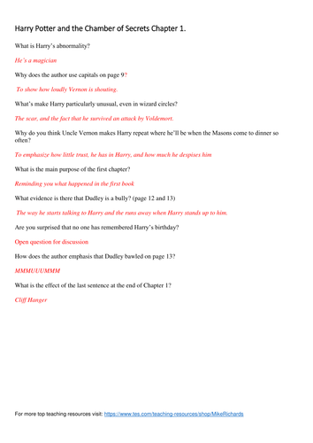 JK Rowling Harry Potter Guided Reading - First three novels | Teaching ...