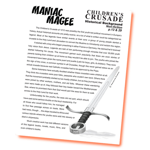 MANIAC MAGEE Children's Crusade Historical Nonfiction | Teaching Resources