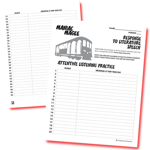 MANIAC MAGEE Essay Prompts & Grading Rubrics | Teaching Resources