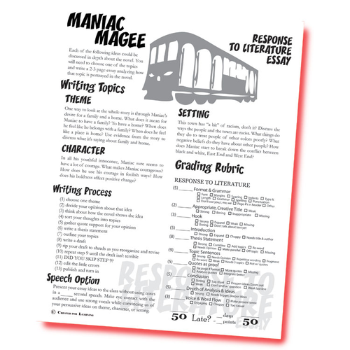 MANIAC MAGEE Essay Prompts & Grading Rubrics | Teaching Resources