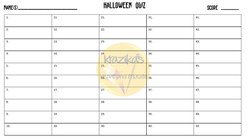 Halloween Quiz | Teaching Resources