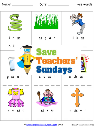 Ss Phonics Worksheets, Activities, Flash Cards and Other Teaching ...
