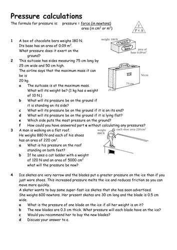 Pressure - KS3 Physics, Year 9, pressure equation, applications ...