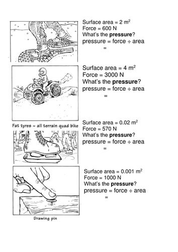 Pressure - KS3 Physics, Year 9, pressure equation, applications ...