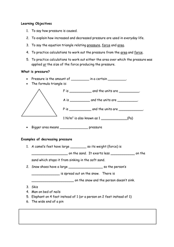 Pressure - KS3 Physics, Year 9, pressure equation, applications ...