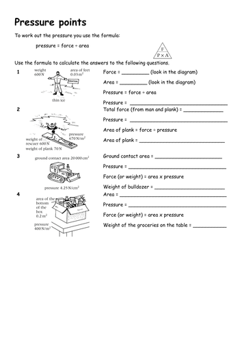 Pressure - KS3 Physics, Year 9, pressure equation, applications ...