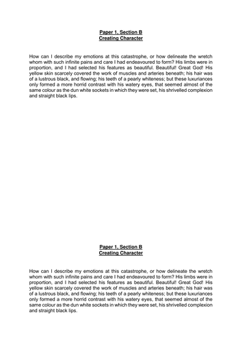 Aqa English Language Paper 1 Section B Descriptive Creative Writing