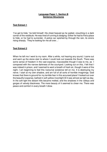 AQA English Language Paper 1, Section B Descriptive/Creative Writing ...