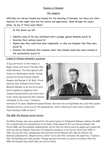 The assassination of John F Kennedy | Teaching Resources