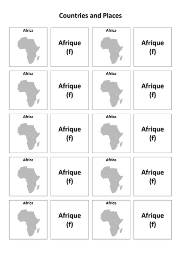 Places And Countries: French Vocabulary Card Sort | Teaching Resources