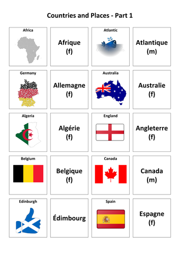 Places And Countries: French Vocabulary Card Sort | Teaching Resources
