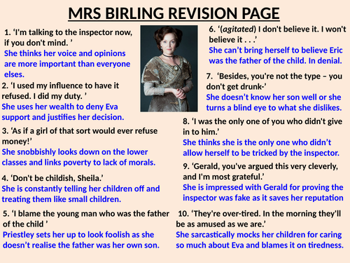 Mrs Birling | Teaching Resources