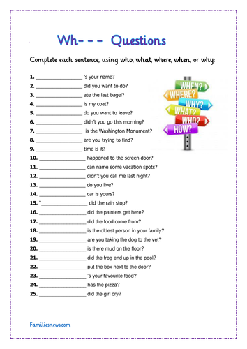 FREE grammar resource-who,what,where, when and why. | Teaching Resources