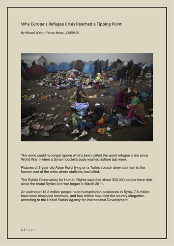 Human Rights; Syrian Refugees, Developing Reading and Writing Skills ...