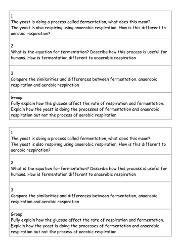 KS3 anaerobic respiration and fermentation | Teaching Resources