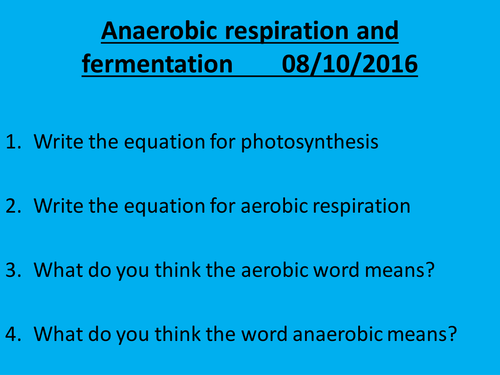 KS3 anaerobic respiration and fermentation | Teaching Resources