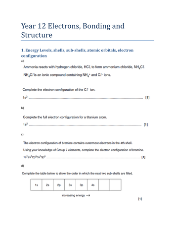 Electron Bonding and Shape Revision (OCR- 2015 onwards) | Teaching ...