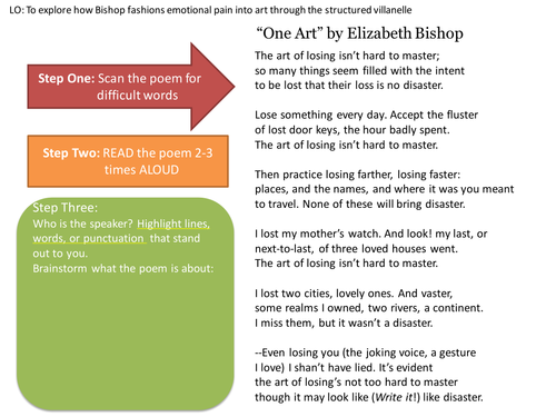 One Art by Elizabeth Bishop (IGCSE Literature) | Teaching Resources