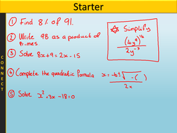 Quadratic Simultaneous Equations (2 Lessons) | Teaching Resources