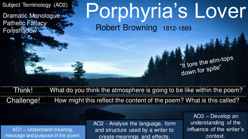 Porphyria's Lover - Robert Browning - AQA Poetry - Love and ...