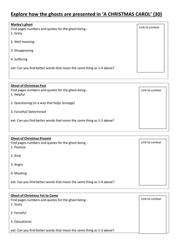 A Christmas Carol: comprehension questions covering all staves ...