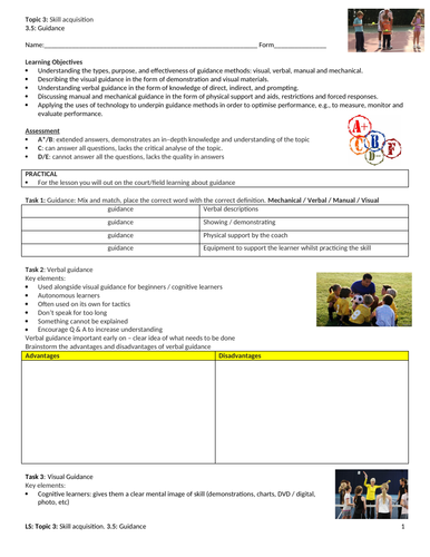 A-level PE EDEXCEL (Spec 2016) 3.5: Guidance | Teaching Resources