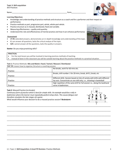 A-level PE EDEXCEL (Spec 2016) 3.4: Practices | Teaching Resources