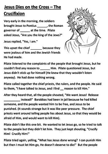 Jesus Dies on the Cross – The Crucifixion Cloze Activity | Teaching ...