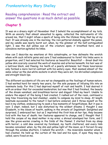 Frankenstein Literacy Lesson | Teaching Resources