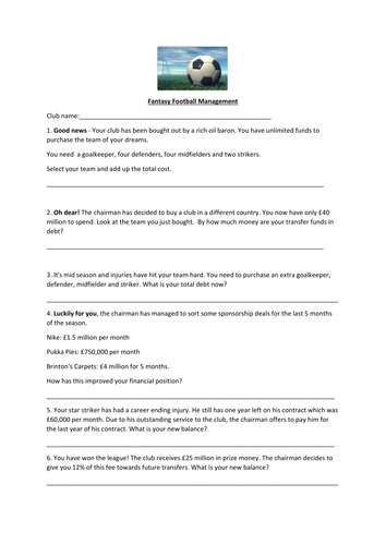 Football Management | Teaching Resources