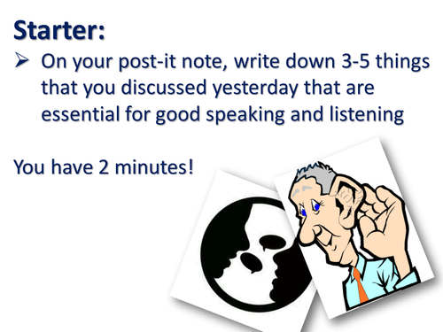 Speaking and listening KS3 A wide range of resources and task ideas for ...