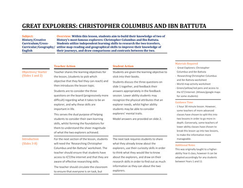 Great Explorers: Christopher Columbus and Ibn Battuta! | Teaching Resources