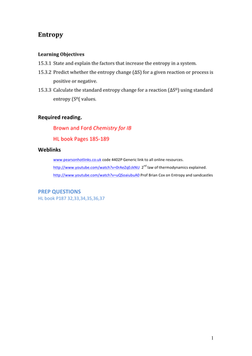 Entropy and Enthalpy complete pack | Teaching Resources