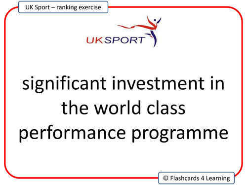 A Level PE: UK Sport - Ranking Activity | Teaching Resources