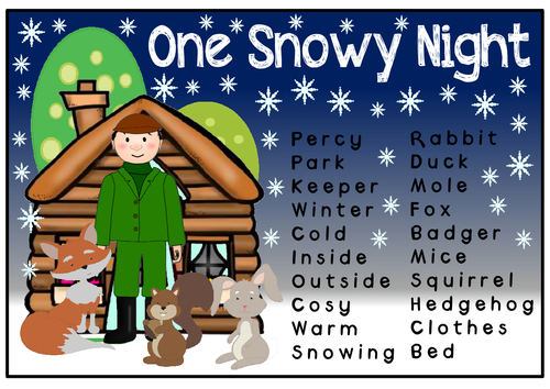 ONE SNOWY NIGHT STORY TEACHING RESOURCES EYFS KS1 PERCY PARK KEEPER ...