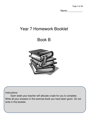 English homework booklets for year 7 -- 2 levels of difficulty ...