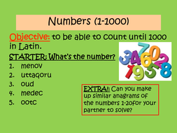 PowerPoint of Activities to learn the Latin numbers and numerals 10 to ...