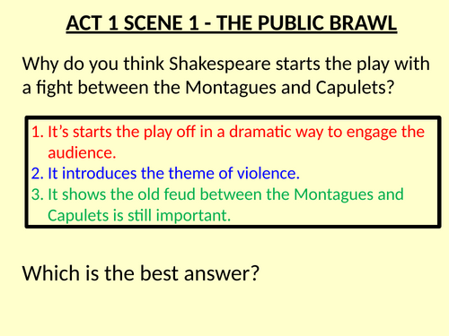 Act 1 Scene 1 Romeo and Juliet worksheet. 5 levels of differentiation ...