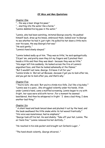 Sympathy for Lennie in Of Mice and Men. | Teaching Resources