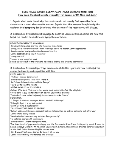 Sympathy for Lennie in Of Mice and Men. | Teaching Resources
