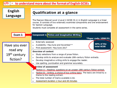 New English Language GCSE (Edexcel 9-1) Resources for 19th Century ...